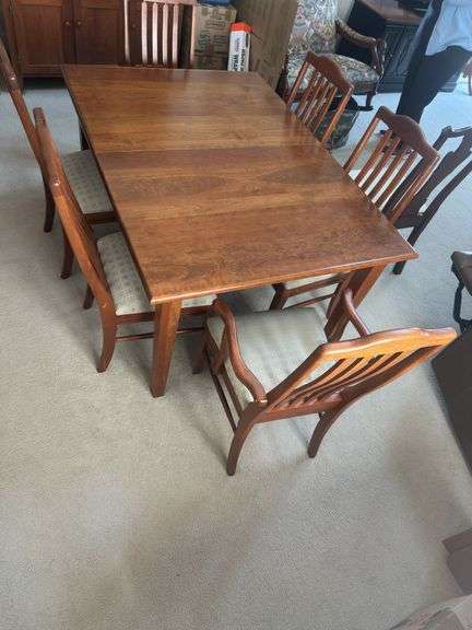 Amish Country cherry dining table + chairs-custom made - Auction Ohio
