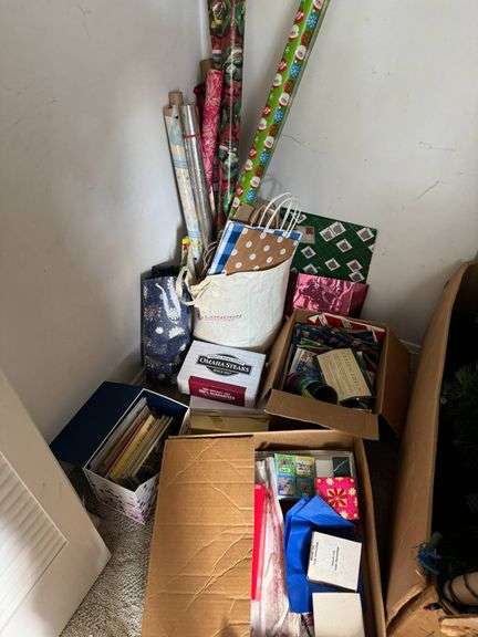 Holiday and Greeting Card Supplies with Wrapping Paper and Gift Bags ...