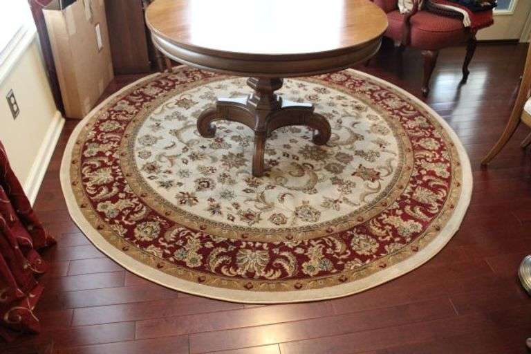 Welbourne Wl-03 7’7″ x 7’7″ Round Machine-Made Rug, Ivory/Red - Auction ...