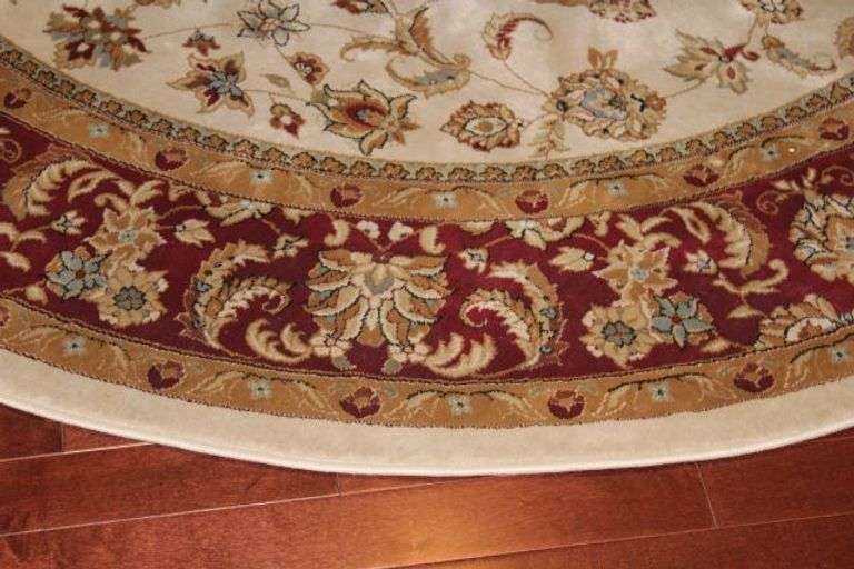 Welbourne Wl-03 7’7″ x 7’7″ Round Machine-Made Rug, Ivory/Red - Auction ...