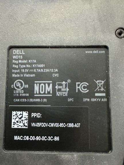 Six Dell WD15 K17A Docking Stations With Power Adapters - Auction Ohio