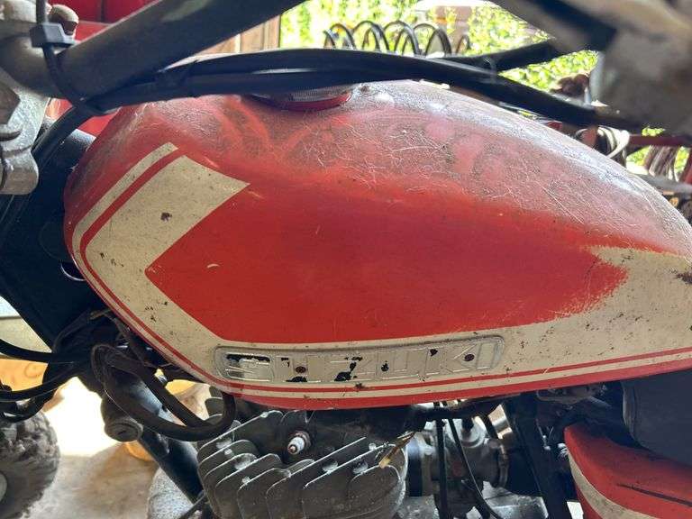 Suzuki TS250 Motorcycle Frame with Engine and Components - Auction Ohio