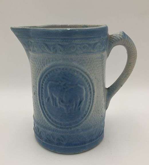 Antique American Stoneware Salt Glazed Pitcher - Auction Ohio