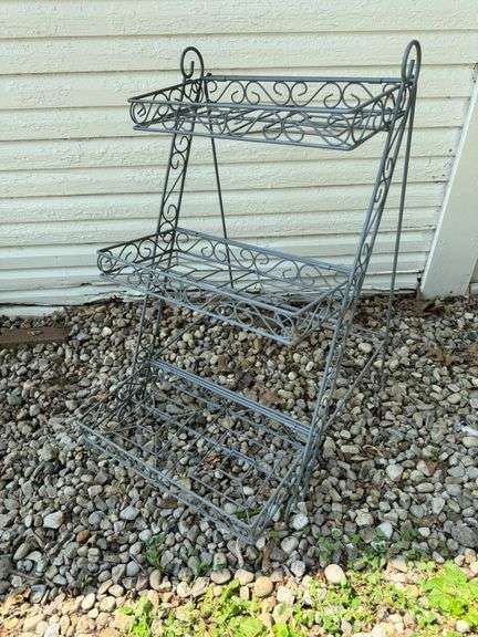 Metal Three-Tier Folding Plant Stand With Scrollwork Design - Auction Ohio