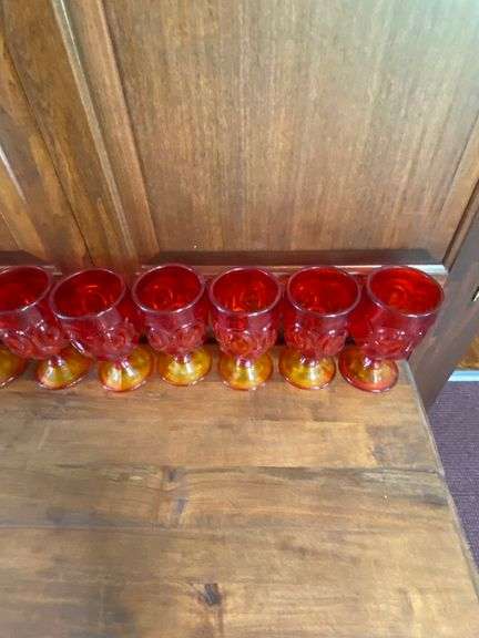 Set of Red Glass Goblets - Auction Ohio