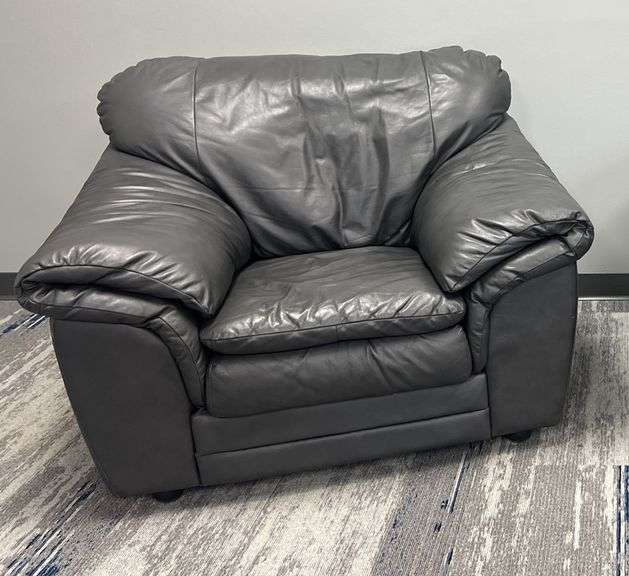 Grey Faux Leather Oversized Chair - Auction Ohio