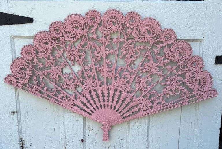 MCM Pink Decorative Cast Wall Art in Fan Design - Auction Ohio