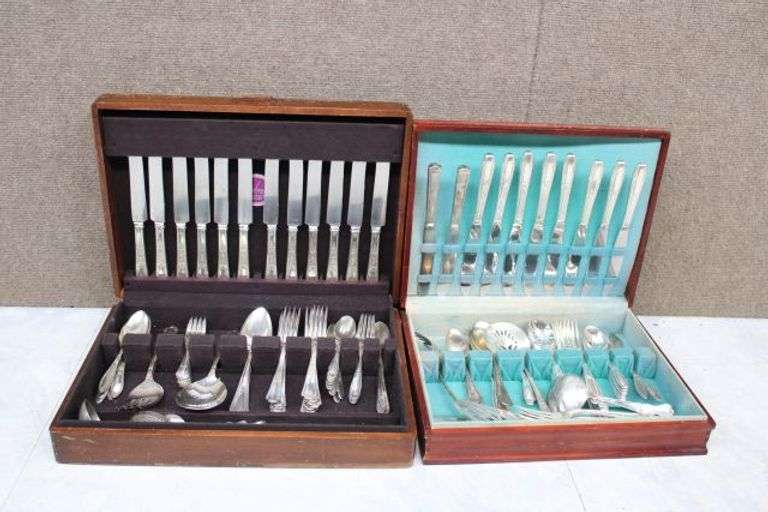 Two Sets of Silver-Plated Flatware in Wooden Boxes - Auction Ohio