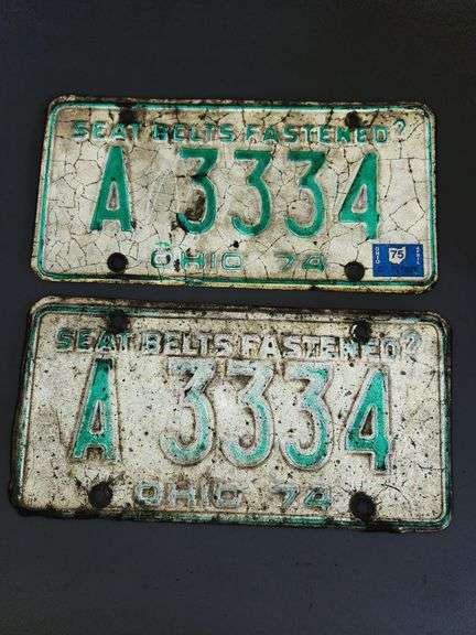 1 Set of 1974 Ohio License Plates - Auction Ohio