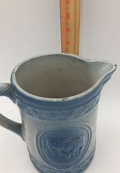 Antique American Stoneware Salt Glazed Pitcher - Auction Ohio