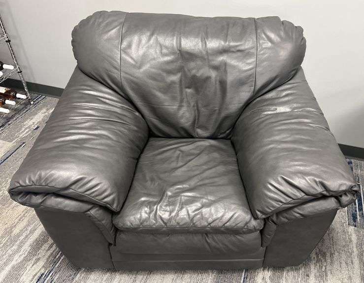 Grey Faux Leather Oversized Chair - Auction Ohio