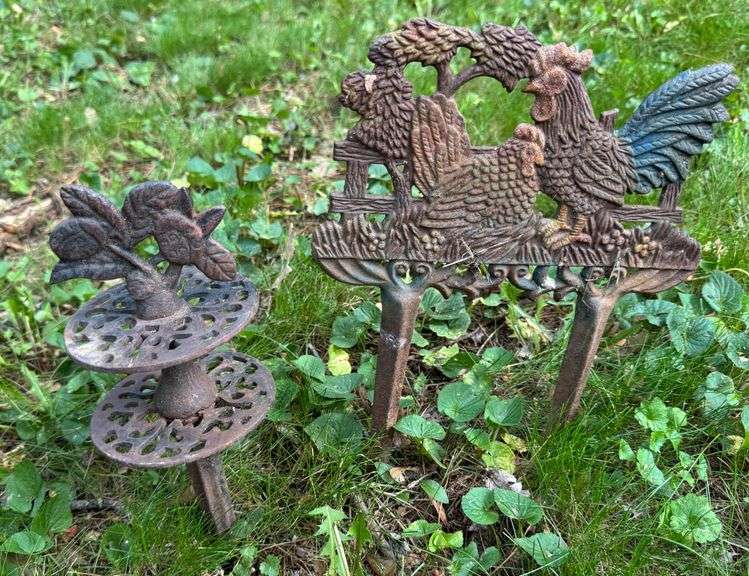 Decorative Cast Iron Garden Stakes with Animal and Floral Motifs ...