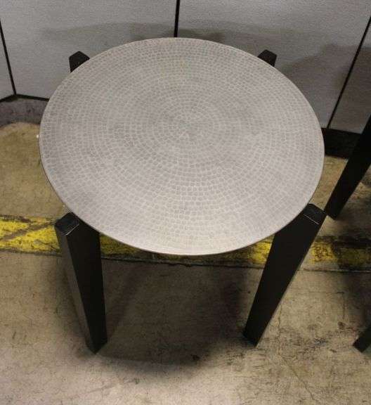 Circular Tables with Textured Aluminum Tops and Black Legs - Auction Ohio