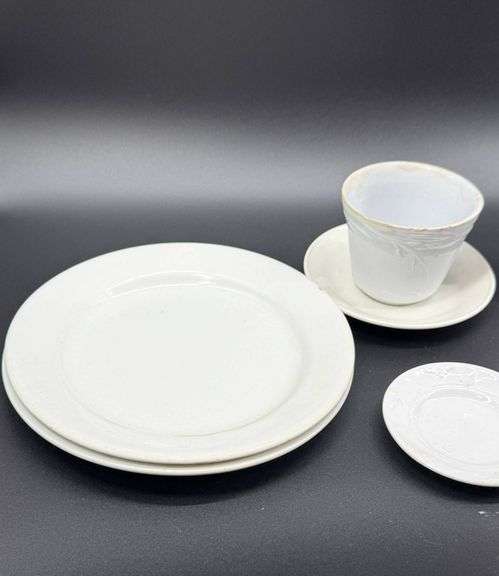 Ironstone Dinnerware Set with Plates, Cup, and Saucer - Auction Ohio