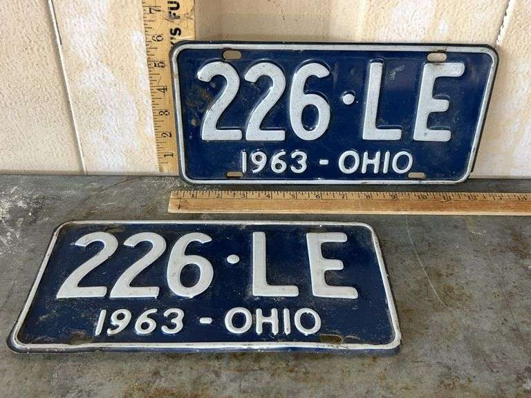 1963 Ohio License Plate Set - Auction Ohio