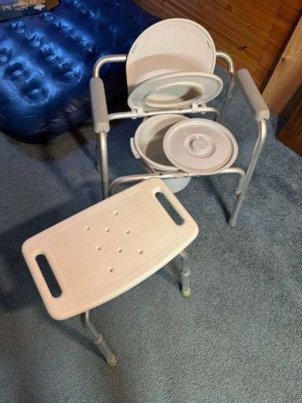 Adjustable Metal Frame Commode Chair and Shower Transfer Bench ...
