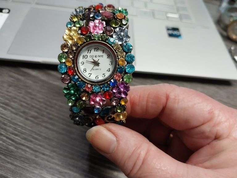 Cici & Faye Quartz Watch with Multicolor Rhinestones - Auction Ohio