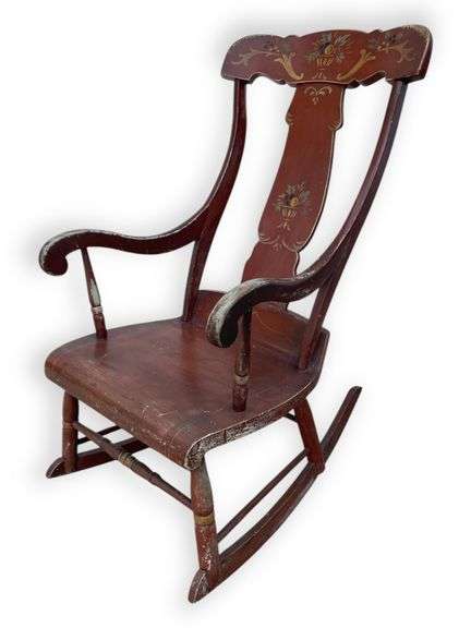 AMERICAN EMPIRE PAINTED, PARCEL-GILT, AND STENCILED "BOSTON" ROCKER ...