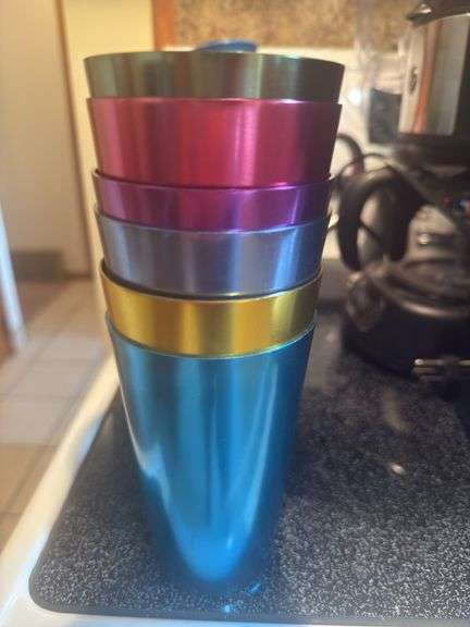 Anodized Aluminum Tumbler Set with Glassware and Tupperware Cups ...