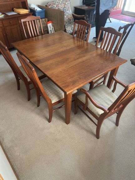 Amish Country cherry dining table + chairs-custom made - Auction Ohio
