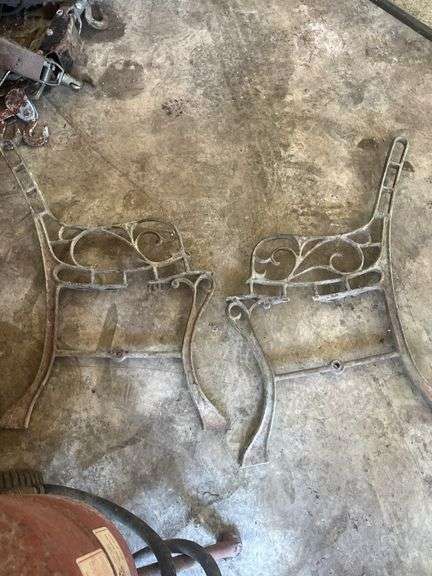 Cast Iron Ornamental Bench Ends with Scrollwork Design - Auction Ohio