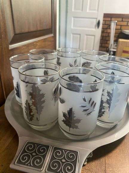 Frosted Glasses with Tray - Auction Ohio