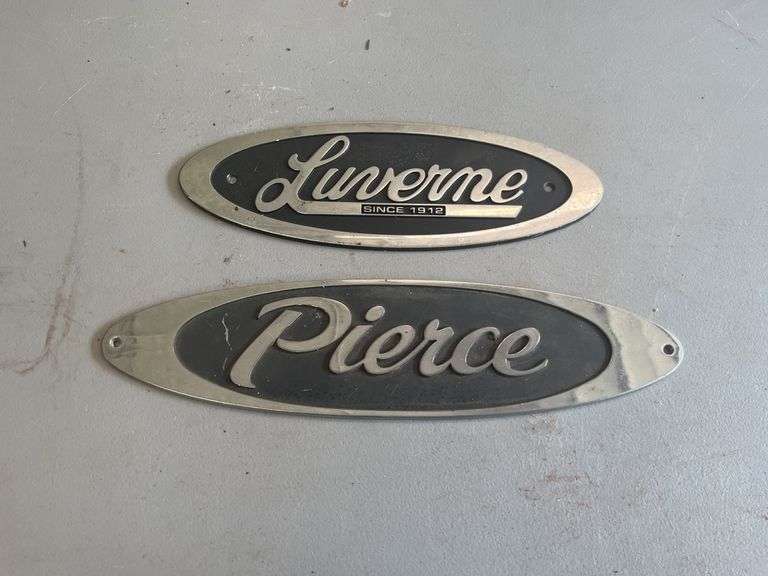 Luverne and Pierce Metal Name Plates Oval Plaques - Auction Ohio