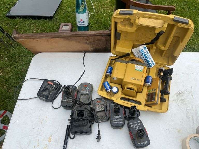 Topcon Marksman RL-50B Rotary Laser Level kit and drill battery ...