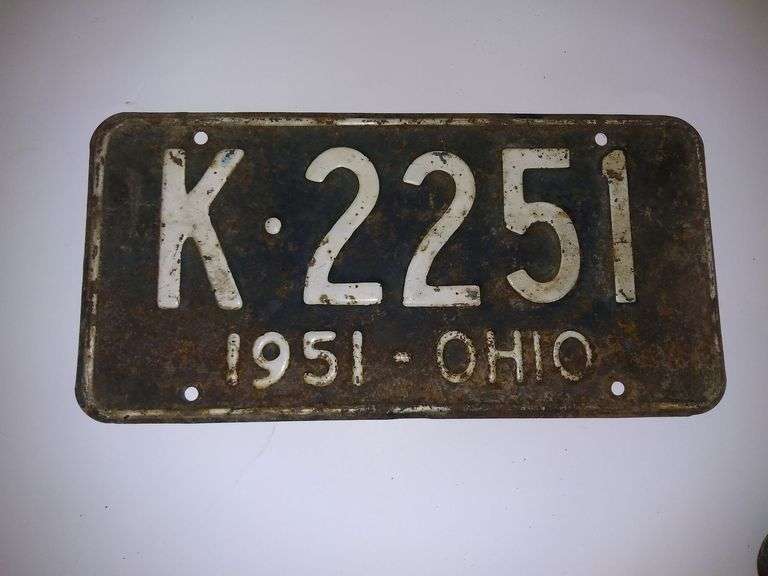 1951 Ohio License Plate - Auction Ohio