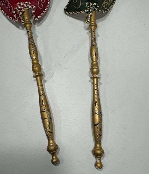 Red and Green Decorative Venetian Mask Set with Handles - Auction Ohio
