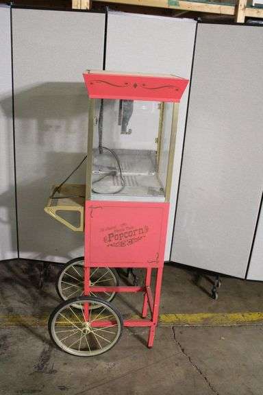 Old-Fashioned Movie Time Popcorn Machine on Wheels - Auction Ohio