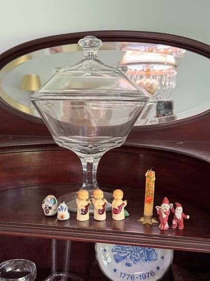 EAPG Glass Covered Compote with Vintage Christamas Decor - Auction Ohio