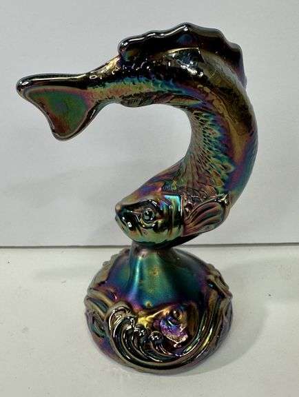 Fenton Carnival Glass Koi Fish Figurine Paperweight - Auction Ohio