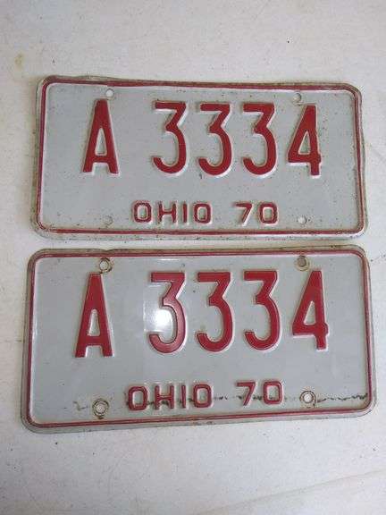 1 Set of 1970 Ohio License Plates - Auction Ohio