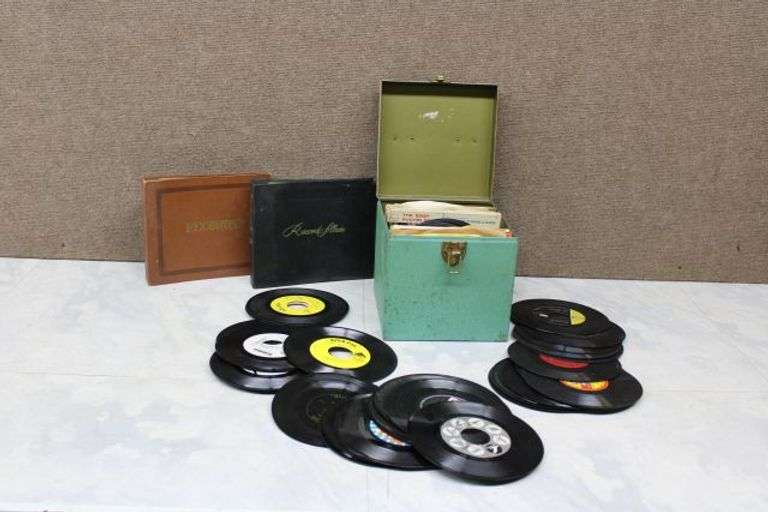 45 RPM Vinyl Records with Storage Albums and Box - Auction Ohio