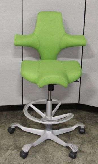 Green Ergonomic Adjustable Office Chair With Footrest and Rolling Base ...