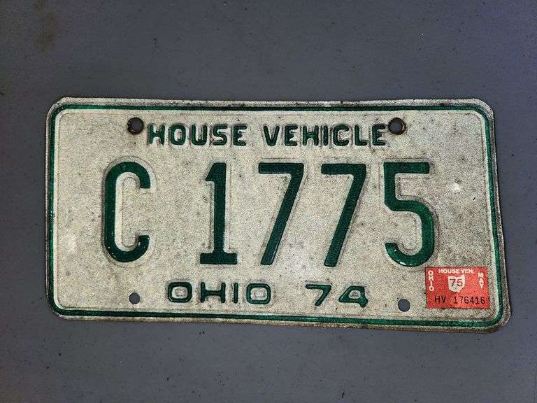 1974 Ohio House Vehicle License Plate - Auction Ohio