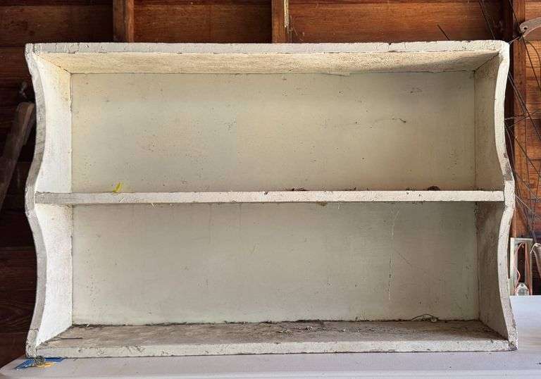 Wooden Whitewashed Two-Shelf Wall Unit - Auction Ohio