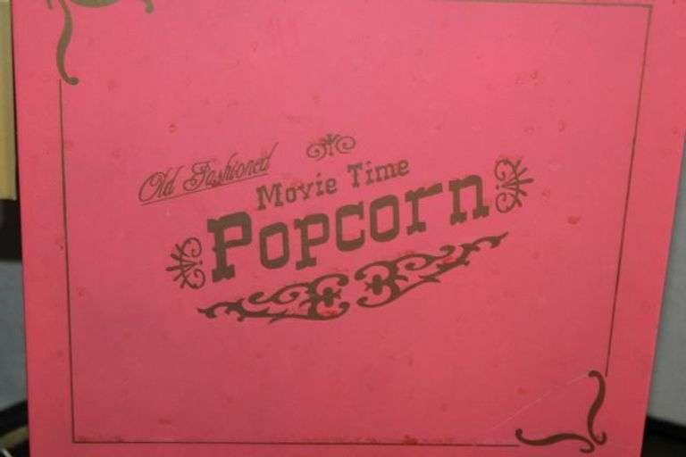 Old-Fashioned Movie Time Popcorn Machine on Wheels - Auction Ohio