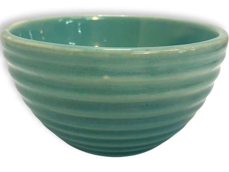 TURQUOISE-GLAZED CERAMIC RIBBED BOWL. - Auction Ohio