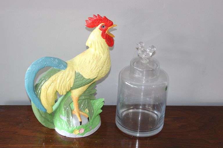 Ceramic Rooster & Bottle - Auction Ohio