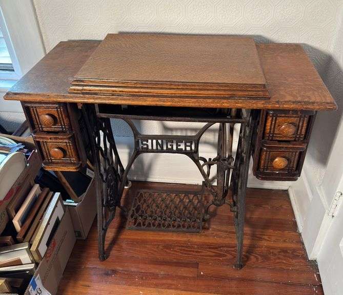 Antique Singer Sewing Machine Sphinx with Table - Auction Ohio