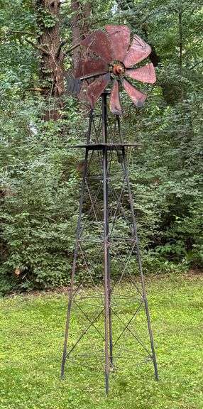 Large Iron Metal Garden Windmill With Great Patina and Decor Accents ...