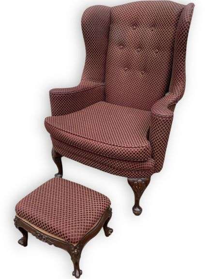 WINGBACK CHAIR AND FOOTSTOOL. - Auction Ohio