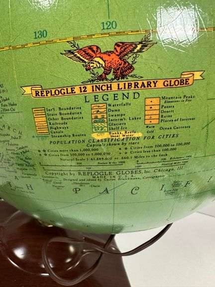 Mid Century 12" Replogle Library Globe - Auction Ohio