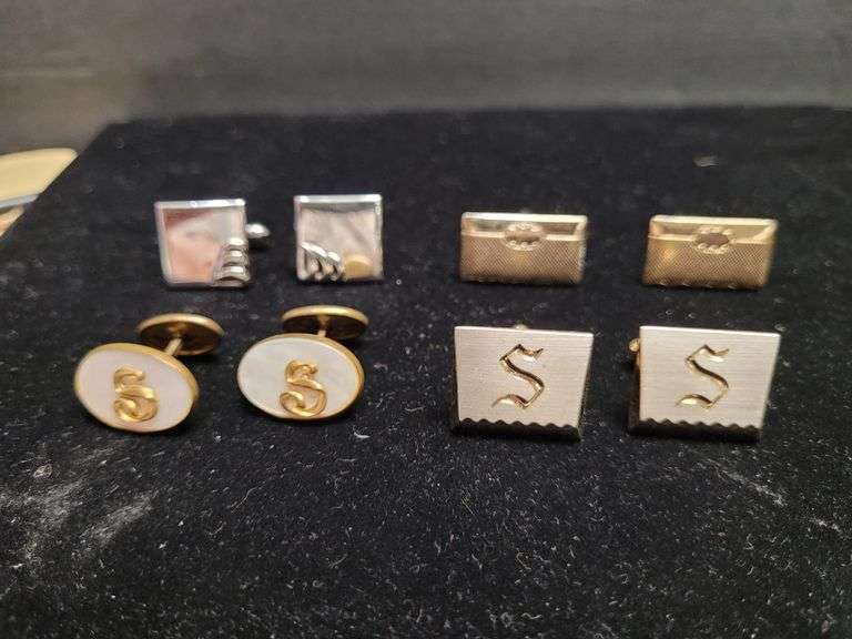 4 Pairs of Vintage Cufflinks – Monogrammed & Classic Styles - Auction Ohio