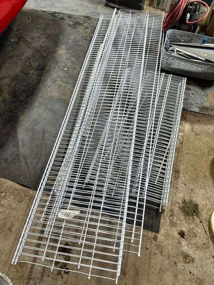 Assortment of white wire shelving panels in various sizes - Auction Ohio