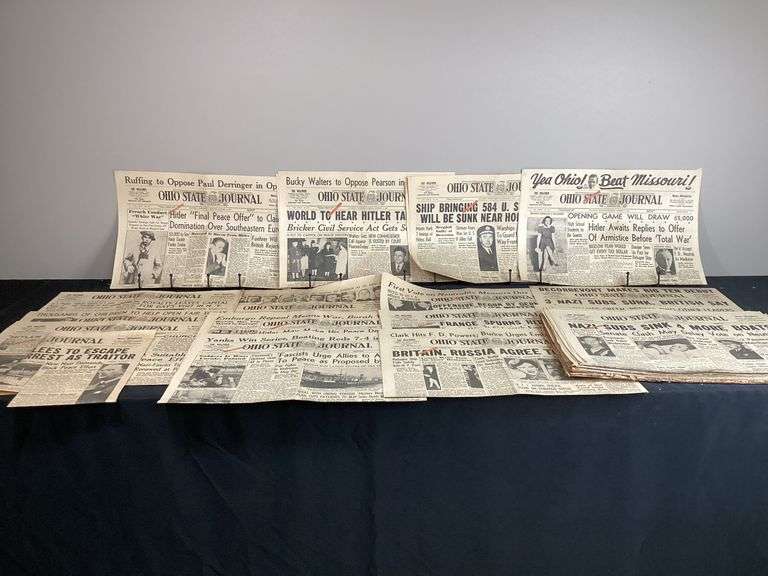 1939 WWII-Era Ohio State Journal Newspaper Lot - Auction Ohio