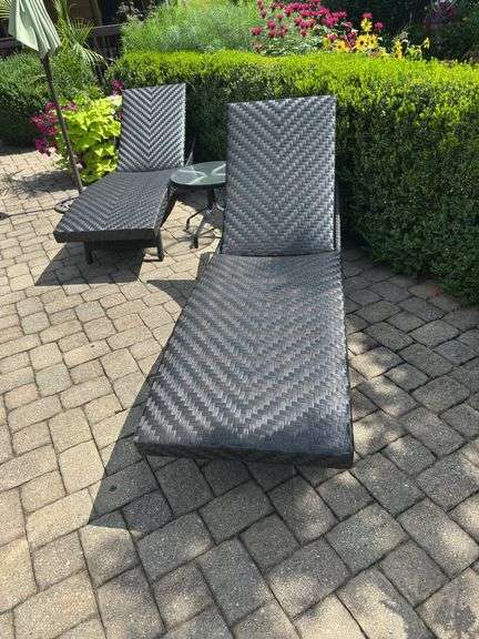 All weather wicker look CHAISE lounge chairs - Auction Ohio