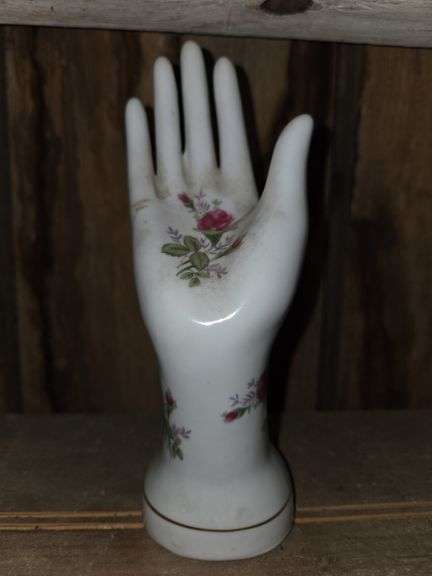 Vtg Porcelain Lady's hand figurine with hand painted floral design ...